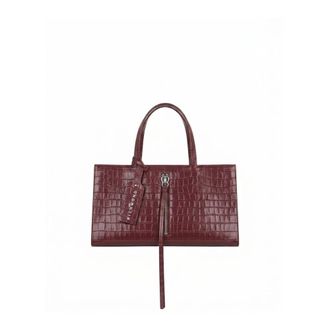 John Richmond Rechteckige Handtasche mit Kroko-Print und sichtbarem Rei&szlig;verschluss - - Bags - Damen - Rot - ONE SIZE