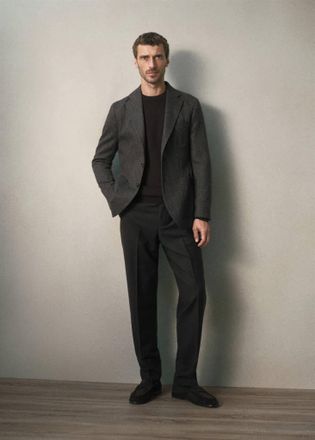 Mango Veste en laine italienne &agrave; chevrons, coupe slim fit marron - Homme - 48 - MANGO MAN