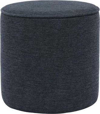 Miliboo Runder Sitzhocker aus strukturiertem Velours-Effekt, Dunkelblau, Durchmesser 40 cm, Paul