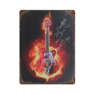 IUBBKI Gitarren-Soul-Blechschild, Metallschild, Kunst zum Aufh&auml;ngen, Eisen, Malerei, Retro, Zuhause, K&uuml;che, Garten, Garage, Wanddekoration