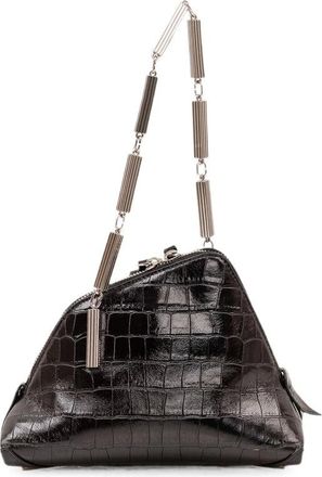 The Attico Croc-Effect Calf Leather Clutch - Black