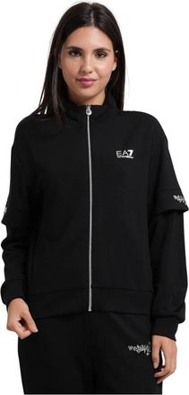 Emporio Armani SweaT-shirt z zamkiem z logo - Femme - Sweatshirts et sweats &agrave; capuche - Noir - Taille: 36 FR