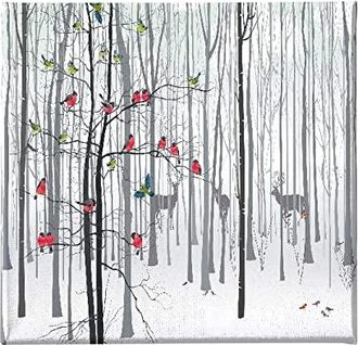 Homemania HM20KNV60x60-286 Vogel Tiere, für Wohnzimmer, Schlafzimmer, Mehrfarbig, Polyester, Holz, 60 x 3 x 60 cm