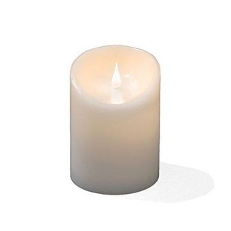 Konstsmide LED Echtwachskerze, wei&szlig;, mit 3D Flamme, &Oslash; 10 cm, H&ouml;he: 14 cm, mit 4h und 8h Timer, warm wei&szlig;e Dioden, batteriebetrieben, Innen, 2 x C 1.5V (exkl.) - 