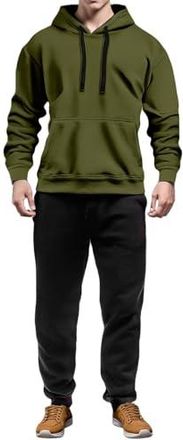 Generic Survêtements solides pour hommes ensemble 2 pièces sweat à capuche et jogging ensemble décontracté sport extérieur survêtement survêtement automne hiv
