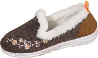 Generic Bottes de neige chaudes doublées en fausse fourrure pour femme - Élégantes - Bout rond - Broderie - Confortables - Chaussures plates décontractées, ma