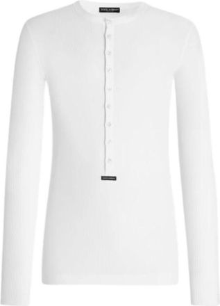 Dolce & Gabbana Haut Serafino c&ocirc;tel&eacute; en coton - Homme - Tops - Blanc - Taille: XL