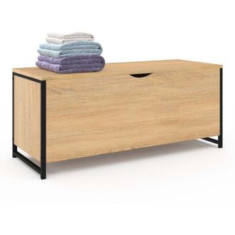 IDMarket Coffre de rangement 100 cm detroit bois et noir design industriel