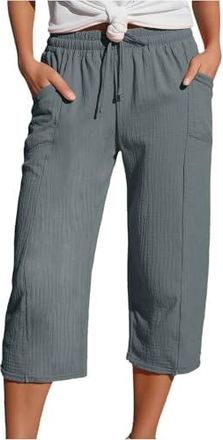 Generic Pantalon d&eacute;contract&eacute; &agrave; jambe droite pour femme - Taille haute - Pantalon ample, gris, XXL
