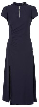 A|X Armani Exchange Womens Midi Length Dress with Zipper Mock Neck,Blueberry Jelly, 0