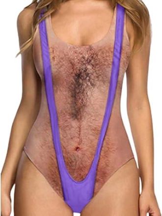 Generic Maillot de bain 3D pour femme - Monokini imprim&eacute; dr&ocirc;le - Vacances modeste - Contr&ocirc;le du ventre - Grande taille - Maillot de bain dos nu d&eacute;t&eacute; pour femm