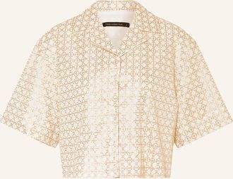 Greek Archaic Kori Cropped-Bluse Cross Mit Glitzergarn weiss
