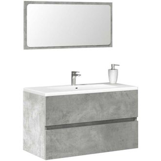 vidaXL Vidaxl - Armoire de bain avec miroir gris b&eacute;ton bois ding&eacute;nierie