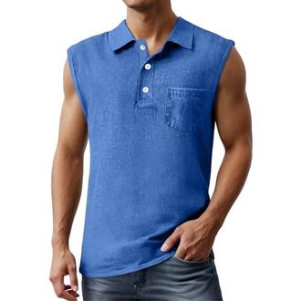 Generic T-shirt pour homme D&eacute;bardeur pour homme Grandes et grandes chemises sans manches Muscle Fitness Entra&icirc;nement Course Plage &Eacute;t&eacute; Boutonn&eacute; T-shirt Gilet, 