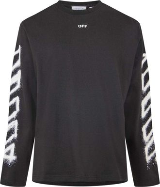 Off-white Off White - T-Shirt f&uuml;r Herren, Lang&auml;rmlig (Schwarz)