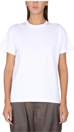 Maison Margiela Femme, Tops, Blanc, Taille: 42 FR T-shirt en coton avec logo brod&eacute;
