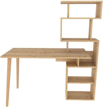 Les Tendances Bureau avec étagères bois clair et pieds naturel Vikio 133cm