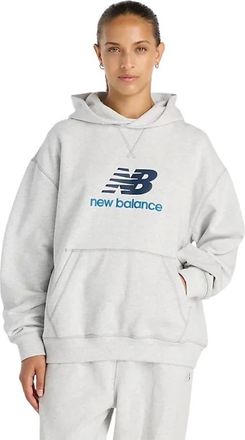New Balance Femme, Sport, Blanc, Taille: 36 FR Athletics French Terry Logo Sweat &agrave; capuche