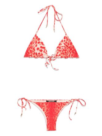 Roberto Cavalli Bikini mit Jaguar Skin-Print - Rot