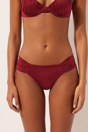 Calzedonia Brazilian-bikinihose Mit Drapierung Shiny Satin Rot