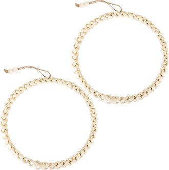 Matches 21 Dekohänger Ring aus Papierkordel Cremeweiß 31 cm im 2er Set - Boho Weihnachtsdeko zum Aufhängen