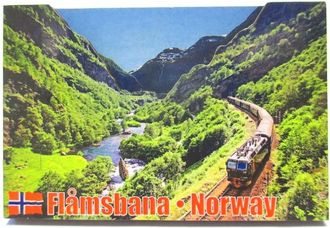 Generic Flamsbana Zug Eisenbahn 3D Holz Souvenir Magnet Skandinavien Norwegen