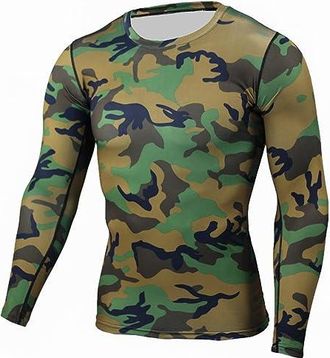 Generic Tops Hommes Tactique Camouflage T-Shirt à Manches Longues Respirant et à Séchage Rapide Tee Shirt à Col Round pour LAlpinisme Hauts à Coupe Régulière 
