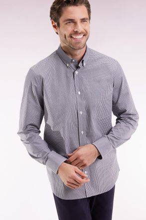 Eden Park Chemise Vichy En Popeline De Coton Marine Coupe Droite