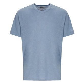 Saint Barth Homme, Tops, Bleu, Taille: S Ecstasea T-Shirt en Jersey de Lin