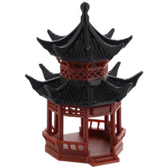 Lurrose Miniatur Bonsai Pavillon Asiatisches Mikro Landschaftsornament 6cm Hohe Pavillon Figur f&uuml;r Aquarien und Zen G&auml;rten