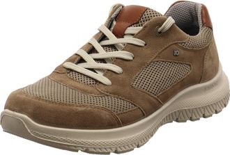 Jomos Herren Schnürschuh aus Veloursleder und Textil in Beige mit Reißverschluss und Wechselfußbett. beige Gr. 43