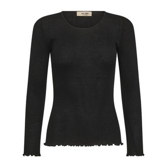 Mos Mosh MOS Mosh, Femme, Tops, Noir, Taille: 38/40 FR Tee-shirt sans couture noir style c&ocirc;tel&eacute;