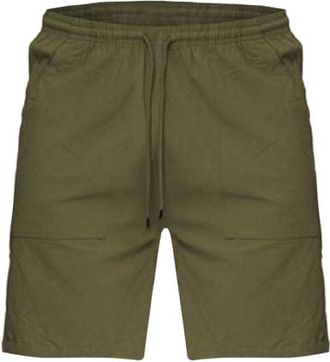 Generic Short De Sport Homme - Short Homme Coton Lin Couleur Unie Pantalon De Surv&ecirc;tement Confort Pantalon Courte Cordon De Serrage Trousers Taille Elastique 