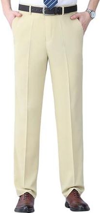 Generic Pantalon classique formel pour homme Coupe classique Pantalon d&eacute;contract&eacute; Pantalon extensible confortable Pantalon daffaires formel, jaune clair, 52