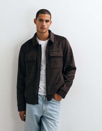 Threadbare veste col en faux daim marron chocolat