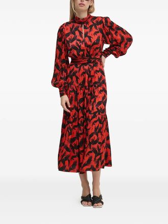 Diane Von F&uuml;rstenberg robe mi-longue imprim&eacute;e &agrave; empi&egrave;cements - Rouge