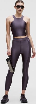 lululemon Satin Shine Leggings mit hohem Bund Logo f&uuml;r Frauen - 64 cm - Gr&ouml;&szlig;e 10 in Atmospheric Purple