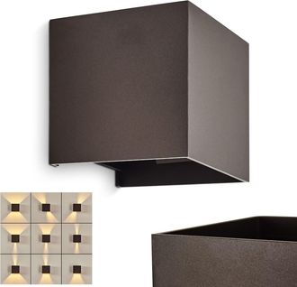 HOFSTEIN Wandleuchte Badajoz, moderne Wandlampe aus Metall in Braun, eckige Leuchte mit verschiedenen Lichteffekten durch verstellbaren Schirm, Up & Down Leuch