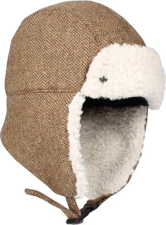 Loevenich Winterm&uuml;tze mit Ohrenklappen | Fischgr&auml;t-Design | 100% Wolle | OneSize | Damen Winteraccessoire Toffee