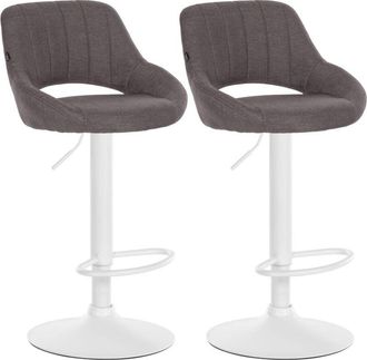 Clp Lot de 2 tabourets de bar Milet en tissu Gris fonc&eacute; M&eacute;tal blanc mat