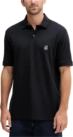 A|X Armani Exchange Homme, Tops, Bleu, Taille: XL Polo &agrave; Manches Courtes en Coton avec Col Rond