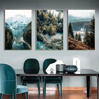 Railonch 3er Moderne Poster Set, Natur Landschaft Bilder Wandbilder, Wandposter Wanddeko f&uuml;r Wohnzimmer & Schlafzimmer ohne Rahmen (40 x 50 cm)