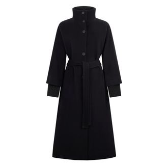 PESERICO Femme, Manteaux, Noir, Taille: 50 FR Long Belted Coat