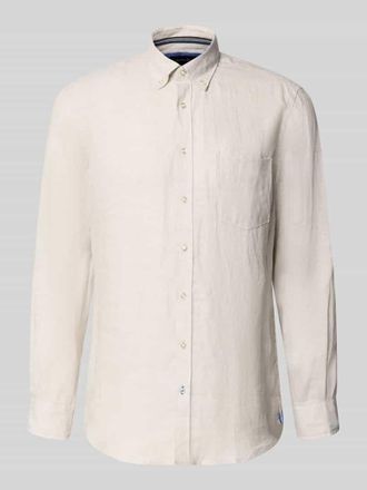 Christian Berg Slim Fit Leinenhemd mit Brusttasche