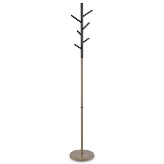 IDIMEX Kleiderst&auml;nder ENRICO mit 6 Haken, Champagne/SchwarzStandgarderobe mit 6 Haken aus Metall und Kiefernholz Grau Natur - stabile Standgarderobe aus Meta