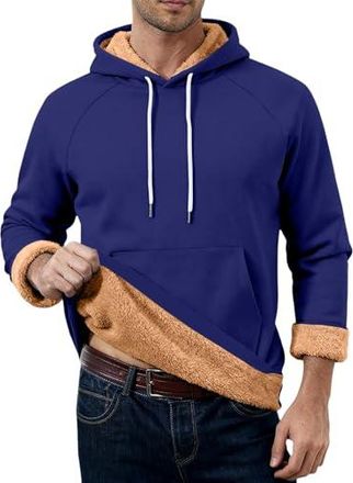 Generic Sweat &agrave; capuche pour homme - Cordon de serrage - T-shirt &agrave; manches longues - Couleur unie - Sweat &agrave; capuche doubl&eacute; - Confortable - Pull en polaire d&eacute;c