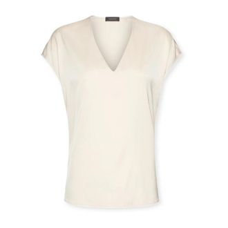 Elena Miro V-Ausschnitt Satinbluse - - Blouses & Shirts - Damen - Wei&szlig; - 6XL