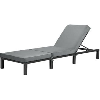 SVITA PEACH Chaise longue de jardin Chaise longue rembourr&eacute;e Pliable Polyrattan Noir