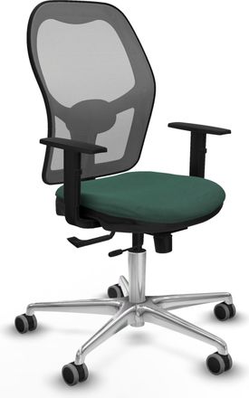 Piqueras y Crespo Schreibtischstuhl mit 1D-Armen, h&ouml;henverstellbare Lendenwirbelst&uuml;tze, ausgestattet mit Syncro/Traslack und injiziertem Schaumstoff, Grau/Flaschengr&uuml;n
