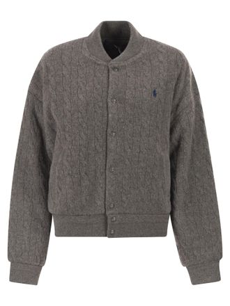 Polo Ralph Lauren Bomber en laine et cachemire avec maille torsad&eacute;e